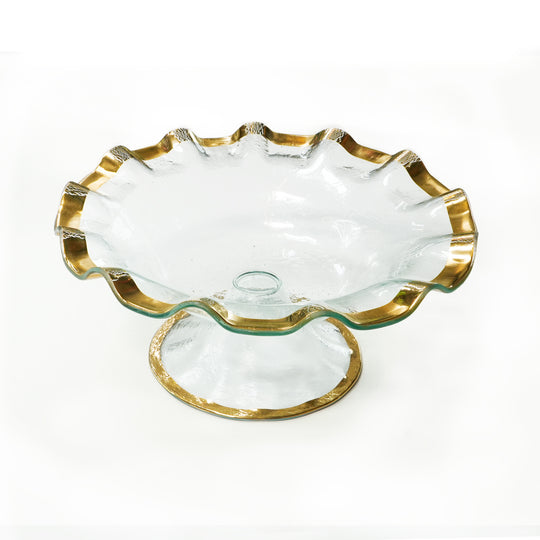 Ruffle | Clear Glass Dinnerware & Serving Bowls, 24k Gold or Platinum ...