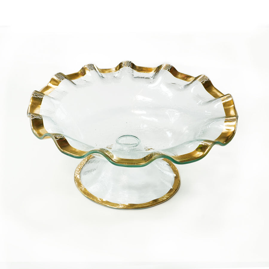 Ruffle | Clear Glass Dinnerware & Serving Bowls, 24k Gold or Platinum ...