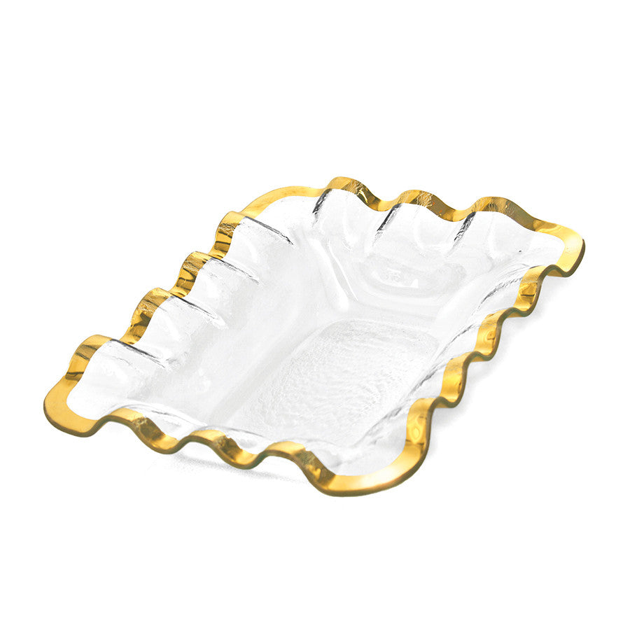 Ruffle | Clear Glass Dinnerware & Serving Bowls, 24k Gold or Platinum ...