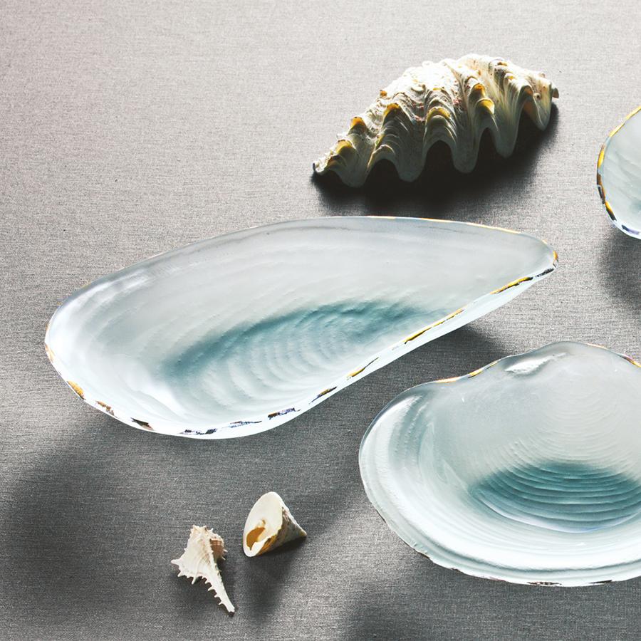 Frosted Glass Plates, Dinnerware & Serving Pieces | Shells Collection ...