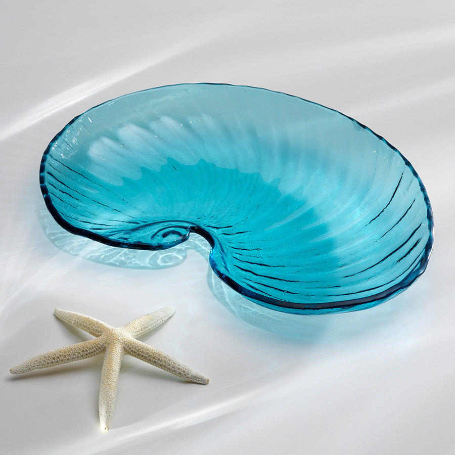 Sustainable Handmade Blue Glass Nautilus Shell Bowls | Ultramarine ...